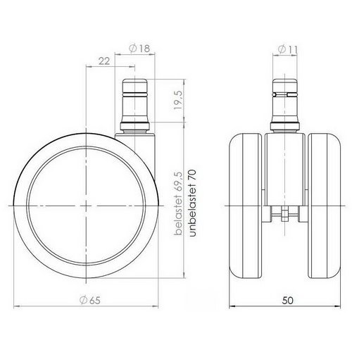 hjh OFFICE 2,5 inch Office Chair Caster Wheels 7/16 inch Stem Diameter, Casters for Hard Floors (Set of 5)