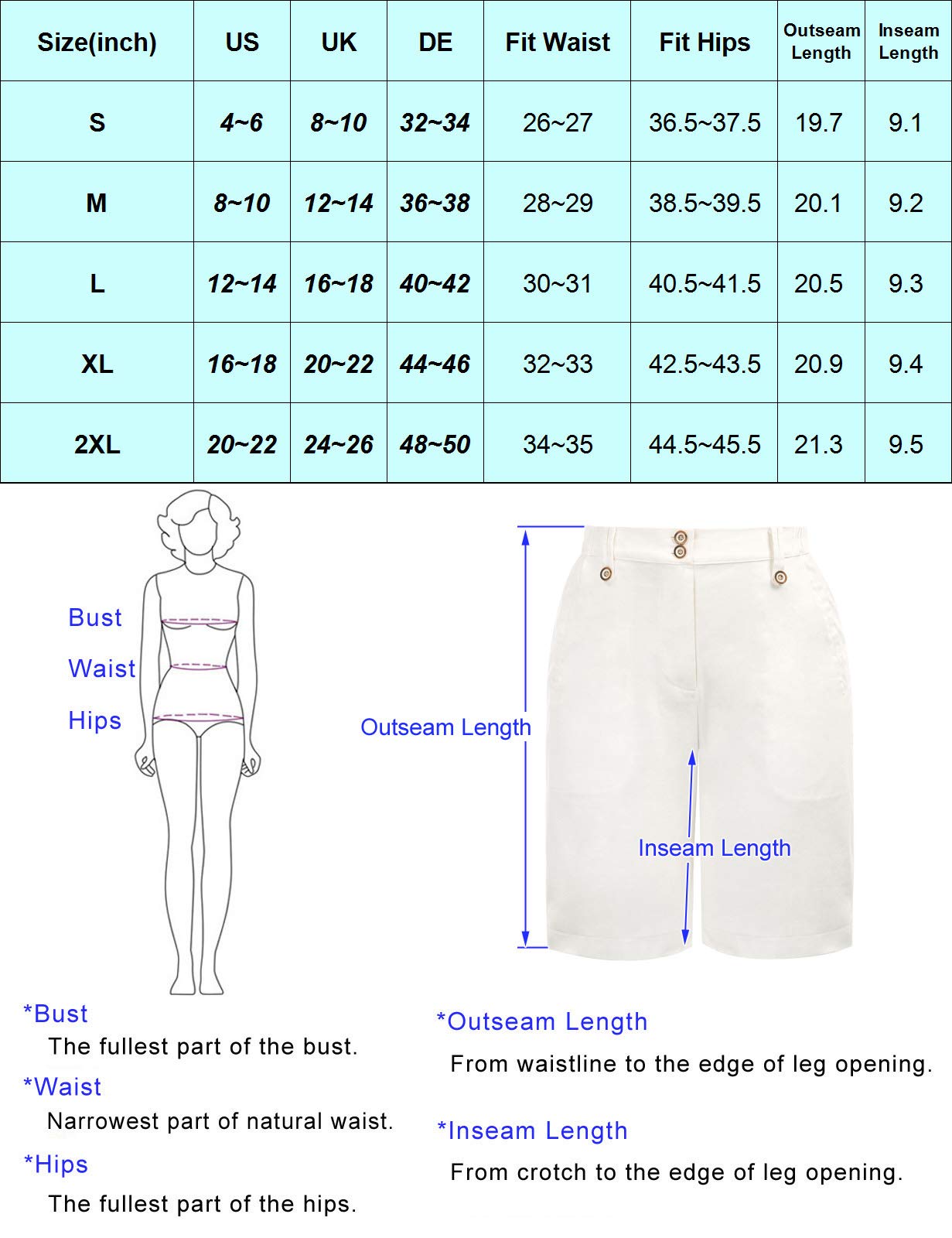 KANCY KOLE Women's Golf Shorts Chino Bermuda Shorts Casual Walking Shorts Summer Pants with Belt White L
