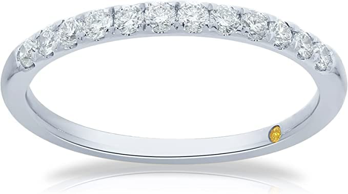 Lab Created Wedding Diamond Ring for Women | 10K White Gold Certified 1/2 CTW Diamond Promise Band, Anniversary Ring, Stackable Band and Wedding Band | Ring Size 8