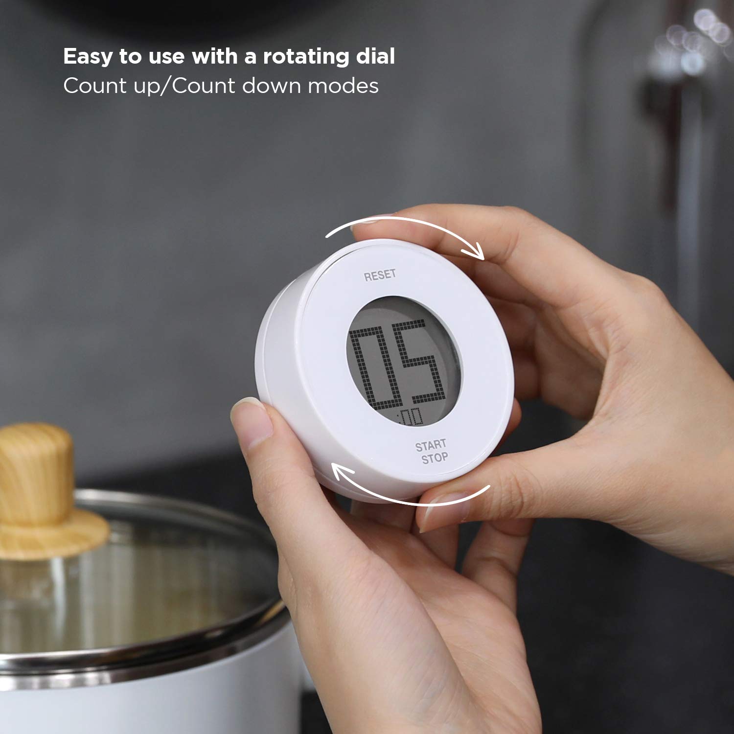Mooas Dial Cooking Timer, Count Up/Countdown Digital Timer, Kitchen Timer, Loud Alarm, Big Digits, Magnetic Timer, Ideal for Cooking, Studying, Exercising, Working