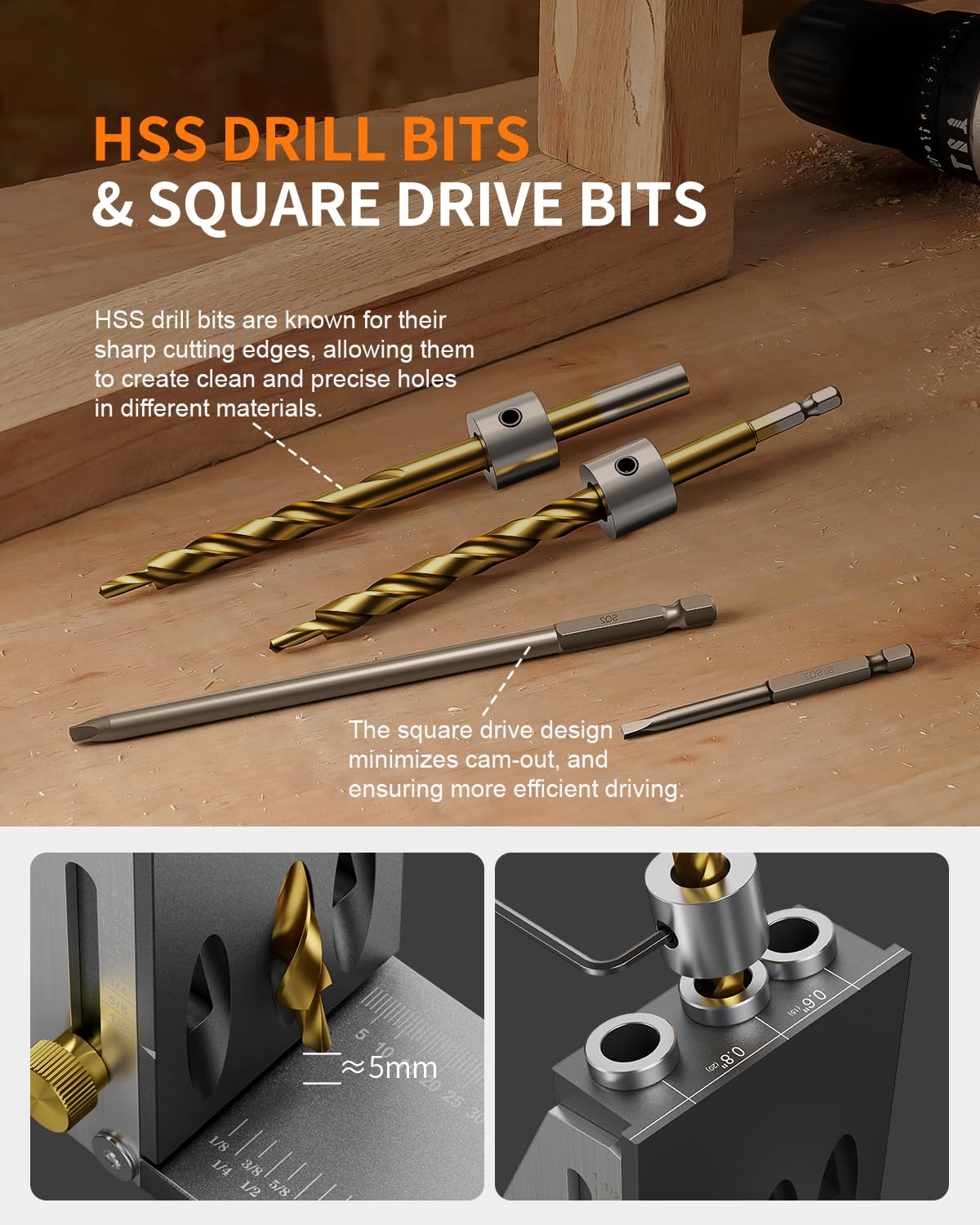 Kolvoii Pocket Hole Jig Kit, Efficient and Precise Jig Pocket Hole System with 11 Inch Face Clamp for Creating Strong and Hidden Wood Joints