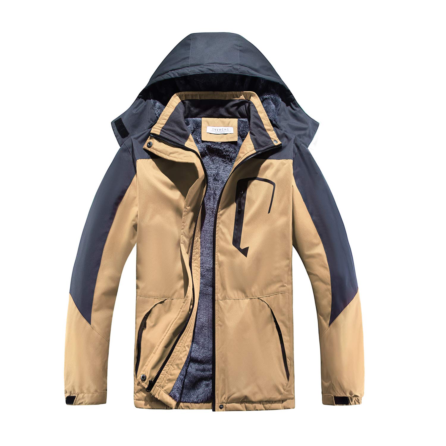 INVACHI Men's Ski Jacket Waterproof Warm Winter Coat Mountain Windbreaker Hooded Snow Jackets
