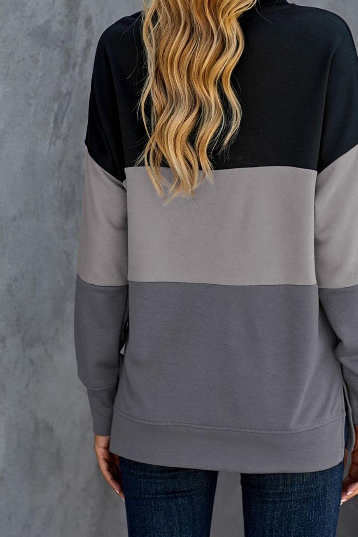 KINGFEN Womens Fall Fashion Clothes 2024 Oversized Crewneck Sweatshirt Long Sleeve Casual Shirts Plain Color Block Lightweight Pullover Sweatshirts No Hood Comfy Tops Outfits Sweaters Black Small