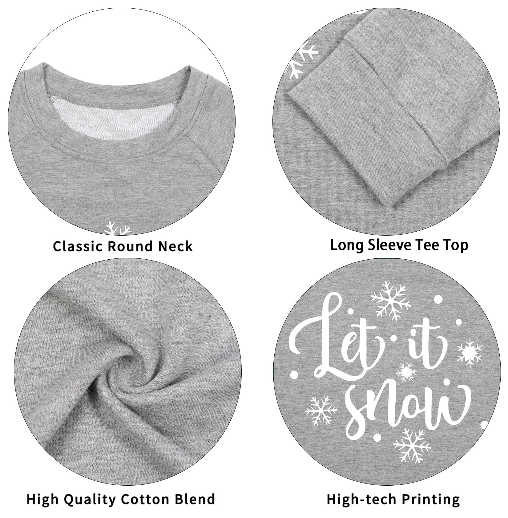 KIDDAD Let It Snow Sweatshirt Women Christmas Snowflake Graphic Sweatshirt Tops Xmas Holiday Pullover Top Blouse