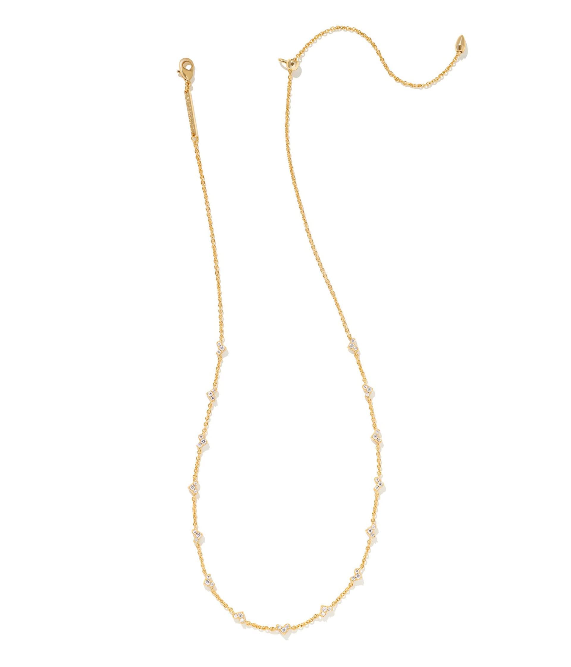 Kendra Scott Haven Crystal Heart Strand Necklace Gold White Crystal One Size