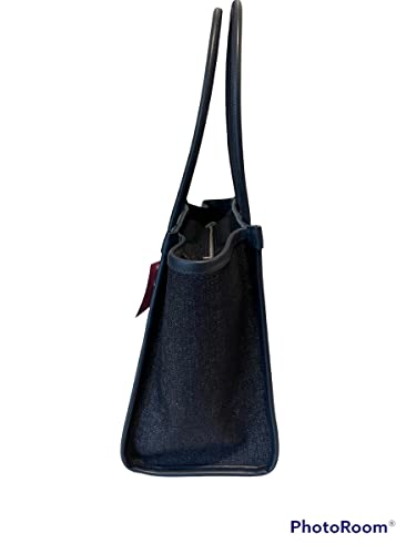 Kate Spade Ella Large Blue Multi Denim Fabric White Logo Shoulder Tote Handbag