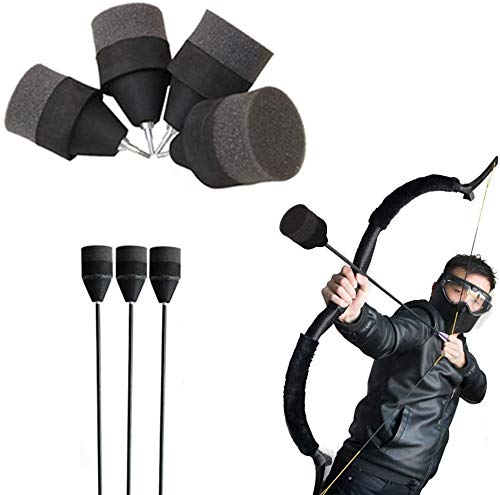 JTao-tec 6 /10pcs Soft Sponge Arrow Head Foam Shooting Arrowhead Game Practice Tips for Archery Bow CS Shooting Black (6pcs)
