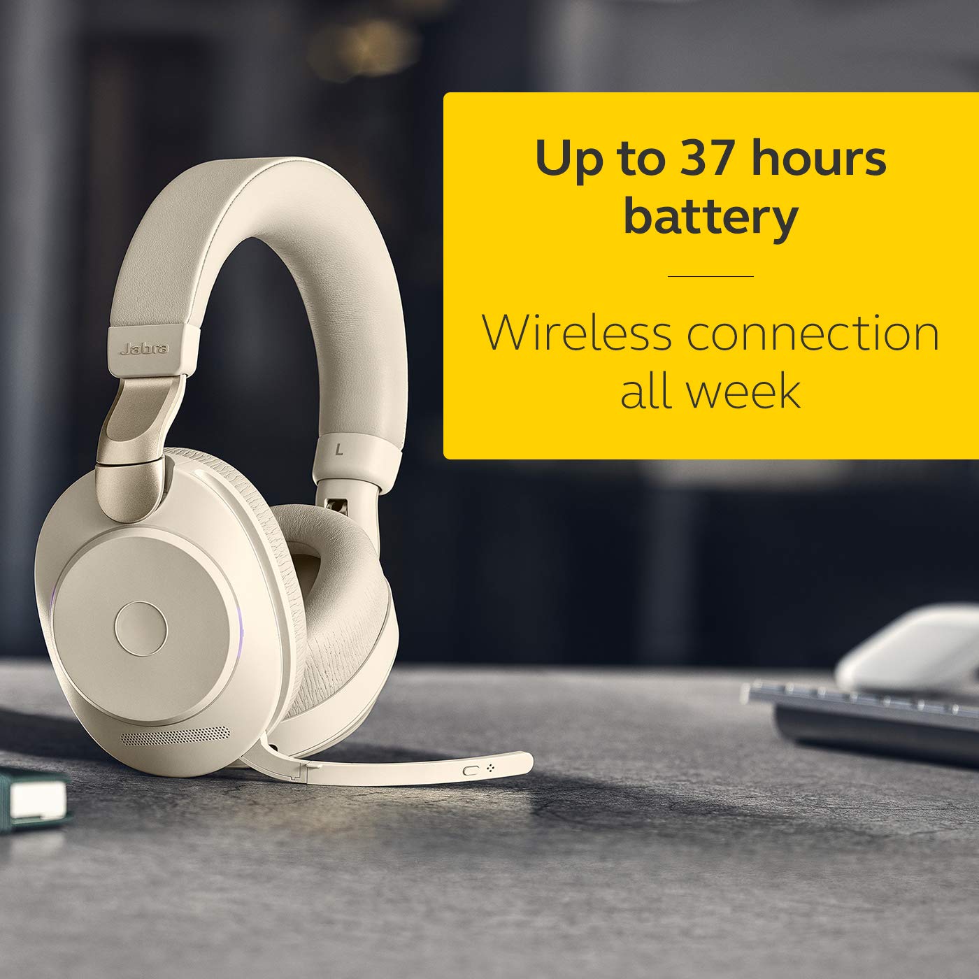 Jabra Evolve2 85 - USB-C UC Stereo - Beige Wireless Headset/Music Headphones