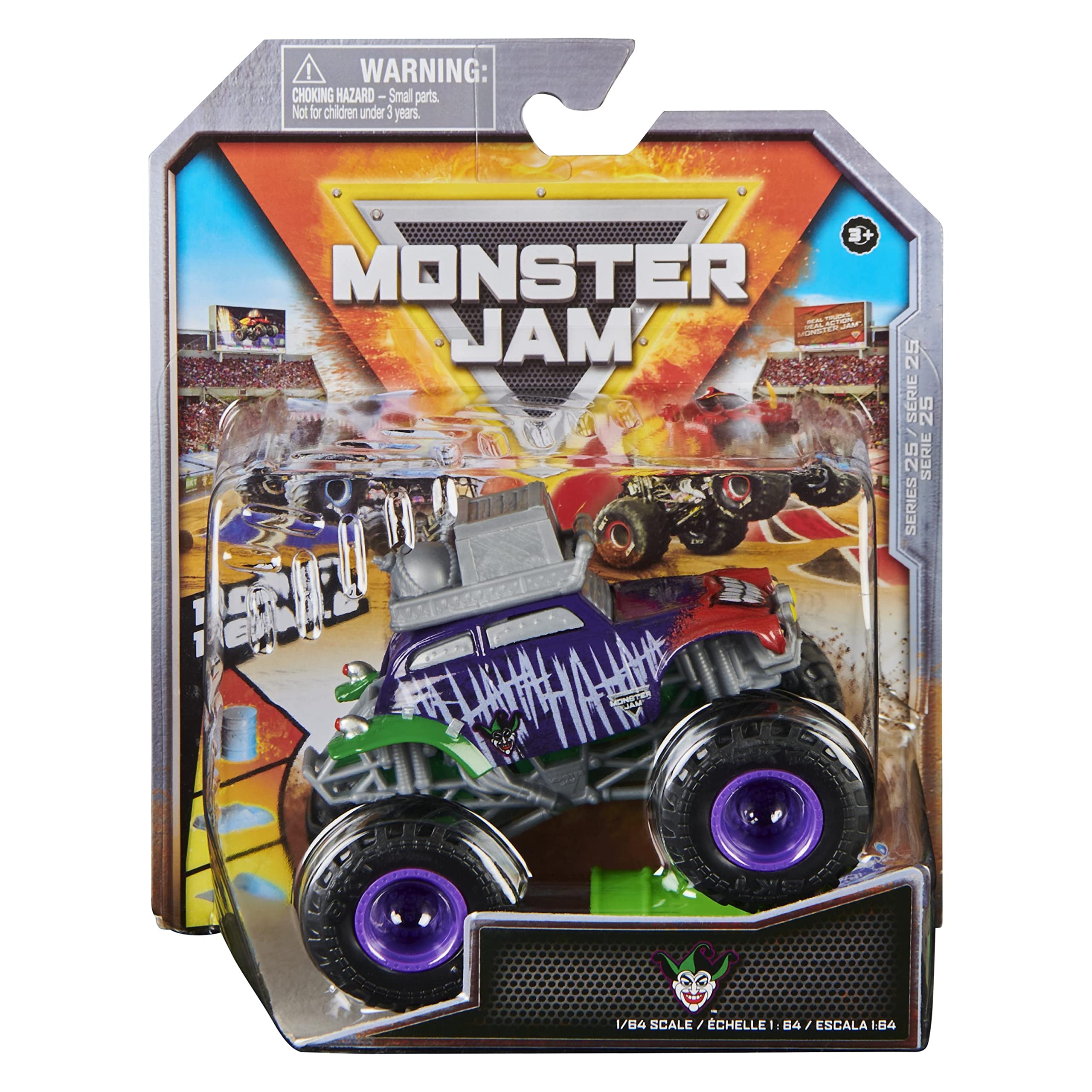 Monster Jam 2022 Spin Master 1:64 Diecast Truck with Bonus Accessory: Heroes & Villains Joker, (SM6044941)