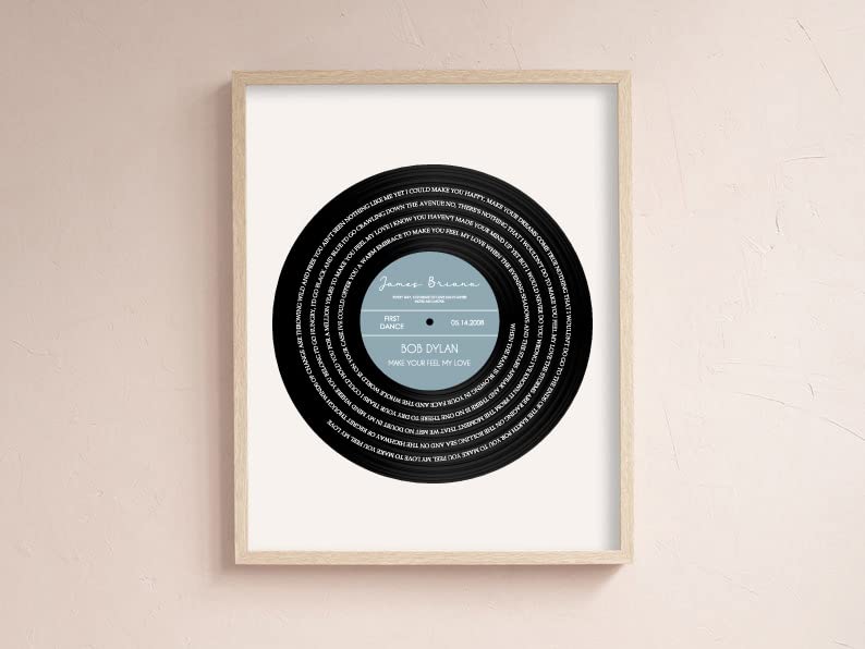 Personalized Record Lyrics Print - Wedding Song Print, Anniversary Gift, Personalized Song, Record Wedding Song, Custom Gift p1