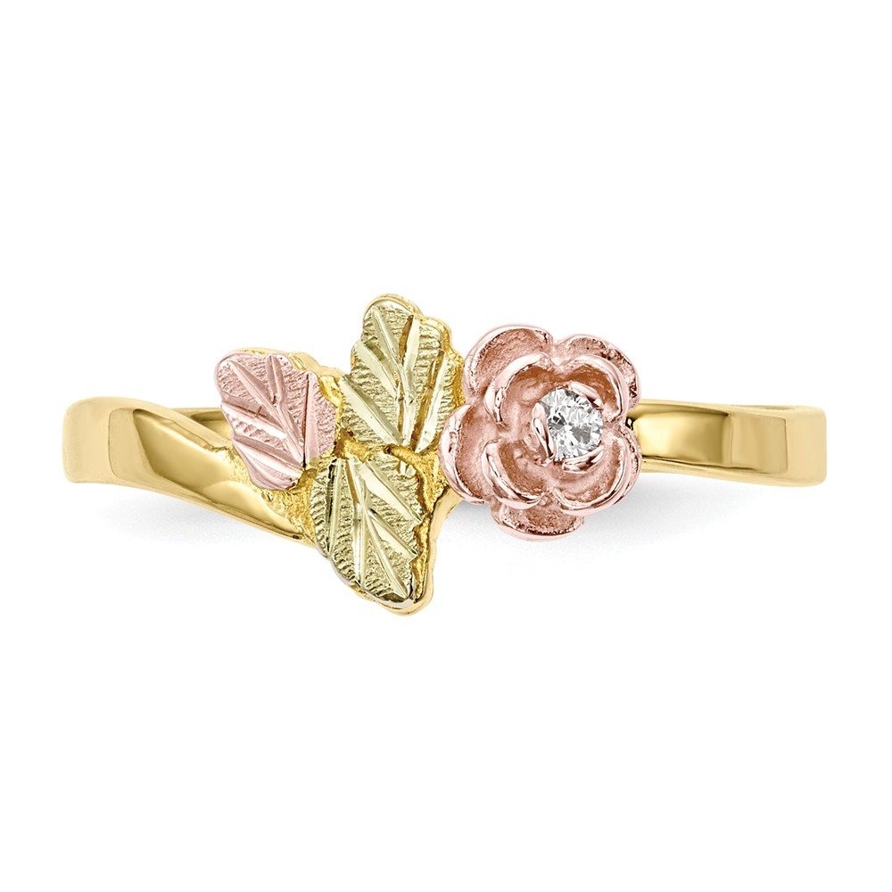 Jewels By Lux 10k Yellow Gold and White Gold Black Hills Gold Diamond Rose Ring
