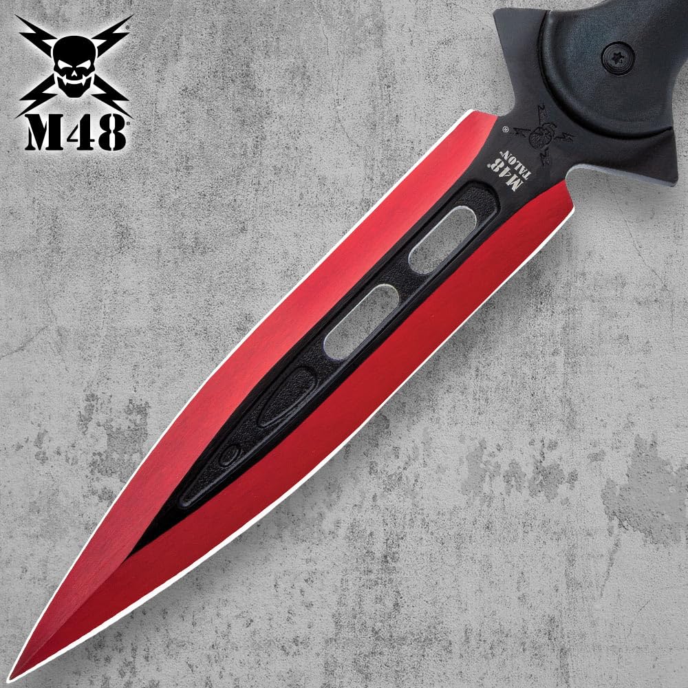 M48 Kommando Red Talon Survival Spear | Practical Tool for Survival | 8β Cast Stainless Steel Blade | Red Haze Finish | Fiberglass Reinforced Handle | Vortec Blade Sheath | 44 1/8β Overall