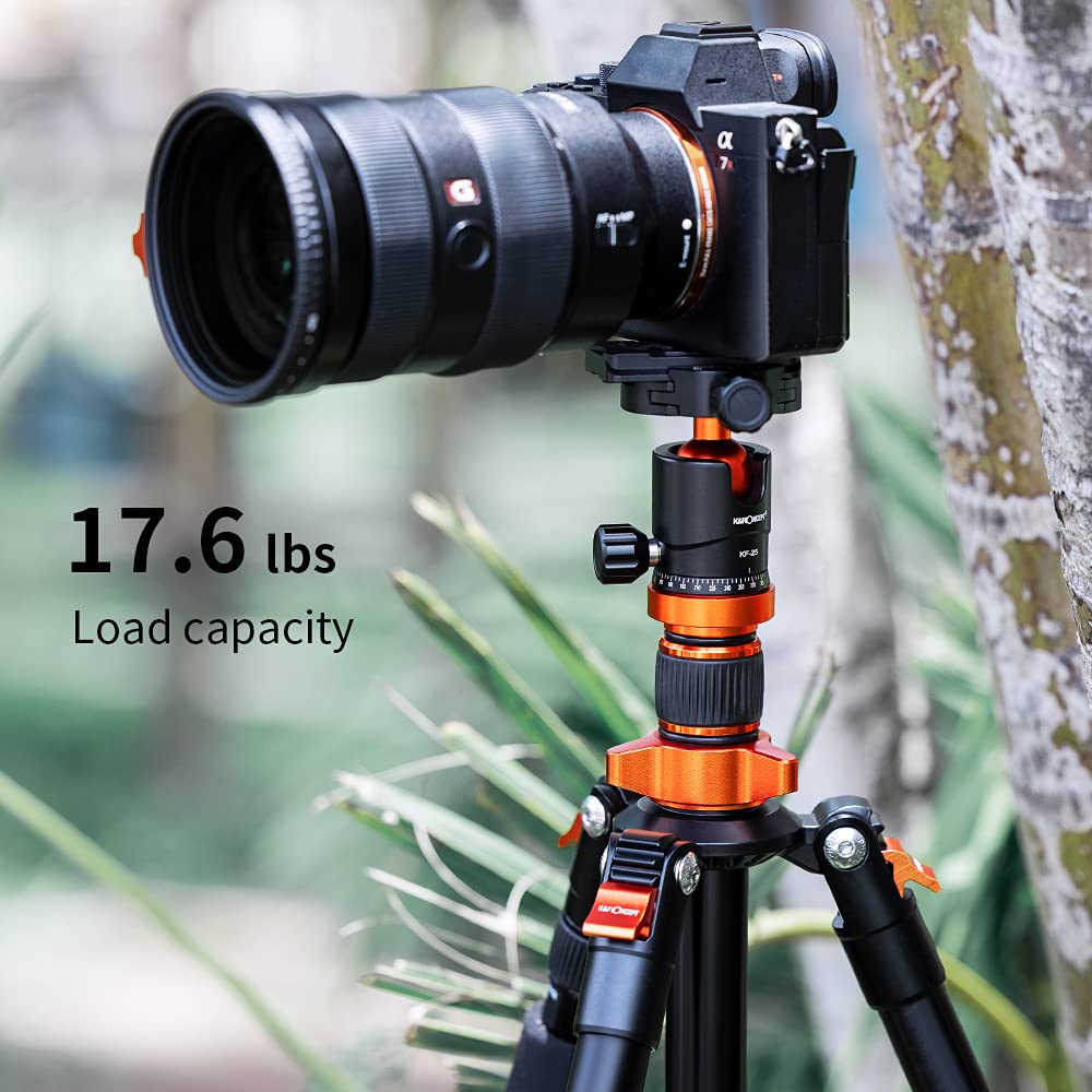 K&F Concept Camera Tripods,51 inch Lightweight Compact Tripod with 360 Degree Ball Head,Quick Release Plate,Detachable Monopod 8KG Load Capacity for SLR DSLR Camera C225A0+BH-25 (SA225M1)
