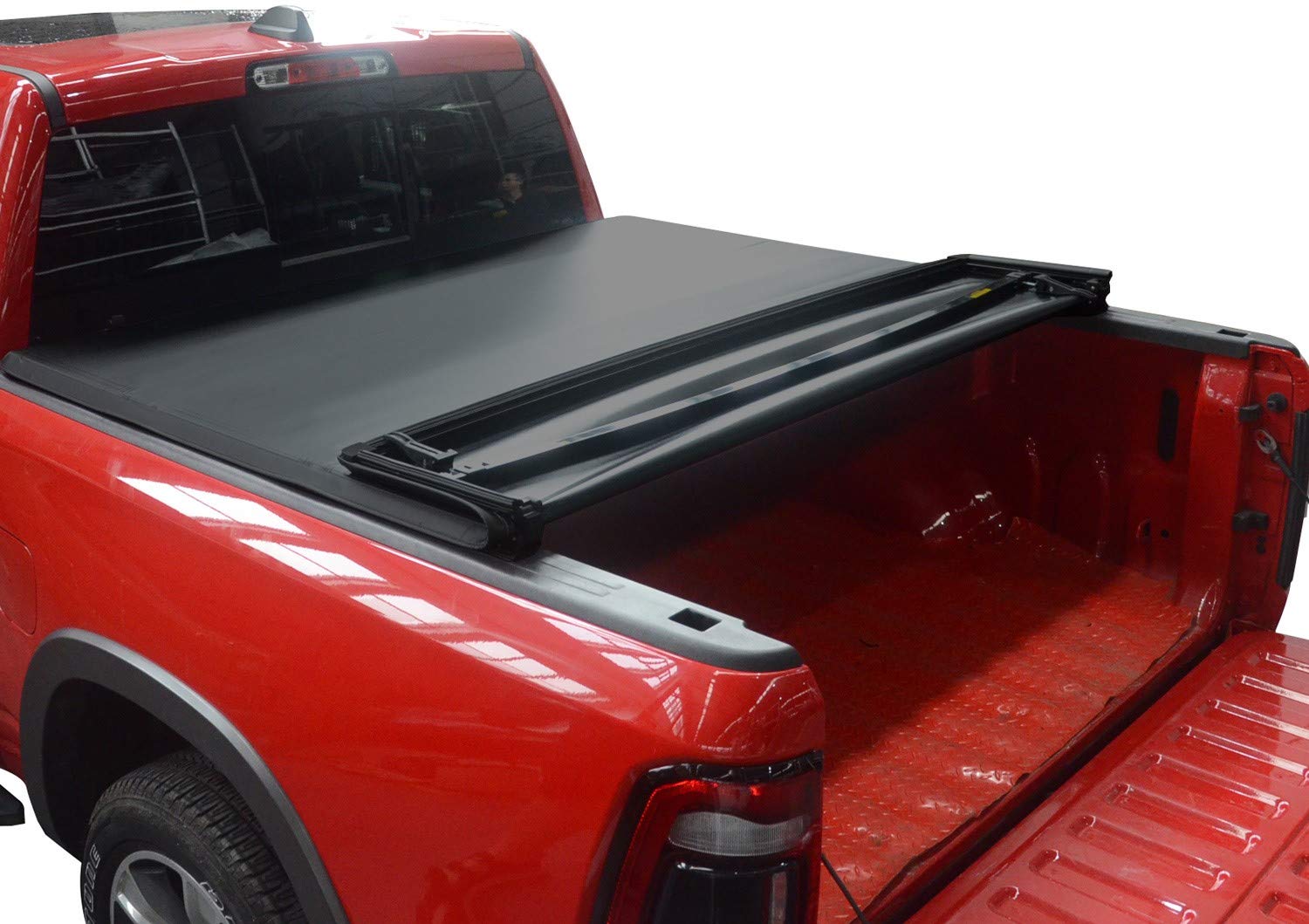 KSCPRO Quad Fold Tonneau Cover Soft Four Fold Truck Bed Covers for 2009-2014 Ford F-150 F150 with 6.5 ft Bed, Styleside