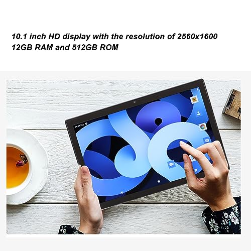 ICRPSTU Tablet PC, Office Tablet 8MP 16MP Camera 10.1 Inch 12GB 512GB Memory 4G LTE 5G WiFi for School (Blue)