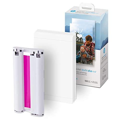 HP Sprocket Studio Plus 4 x 6β Photo Paper and Cartridges (Includes 108 Sheets and 2 Cartridges) β Compatible only with HP Sprocket Studio Plus Printer