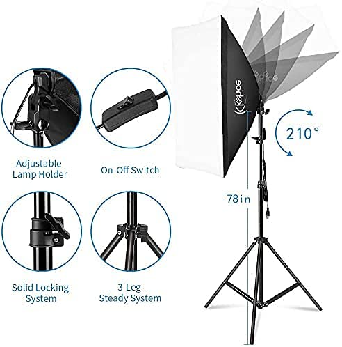 Kshioe Photography Lighting Kit, 6.5x10feet/2x3m Backdrops Stand Support System, 5 in 1 reflectors, 1600w 5500k Umbrellas Softbox Continuous Lighting Kit for Portrait, Product and Video Shooting