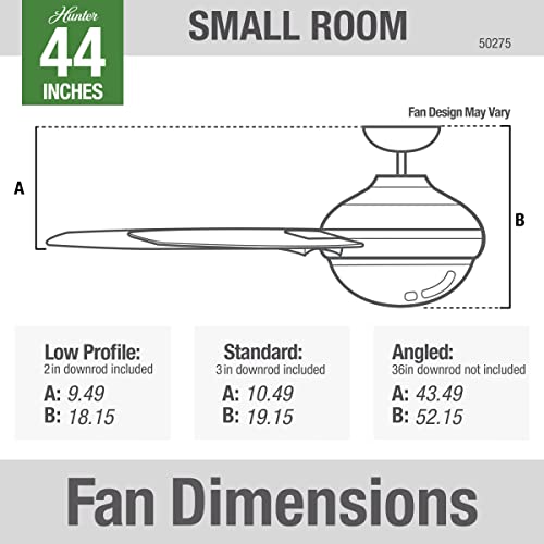 Hunter Fan Company 50275 Hepburn Ceiling Fan, 44, Matte White Finish