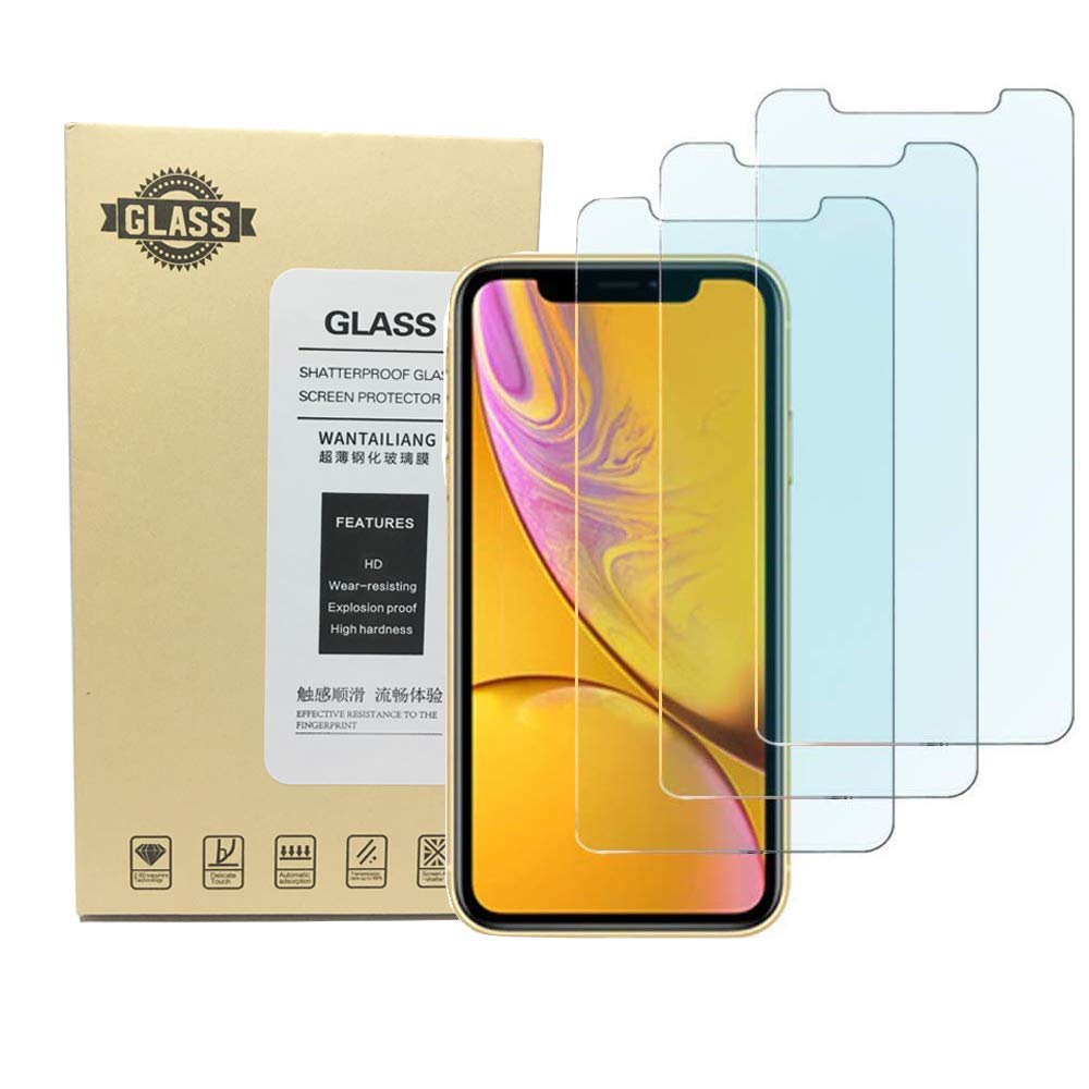 Kione iPhone XR Screen Protector, Anti Blue Light Screen Protector [ Eye Protect ] [ Touch Screen Accuracy ] [Bubble Free] Tempered Glass for iPhone Apple XR [3 Pcs] (B)