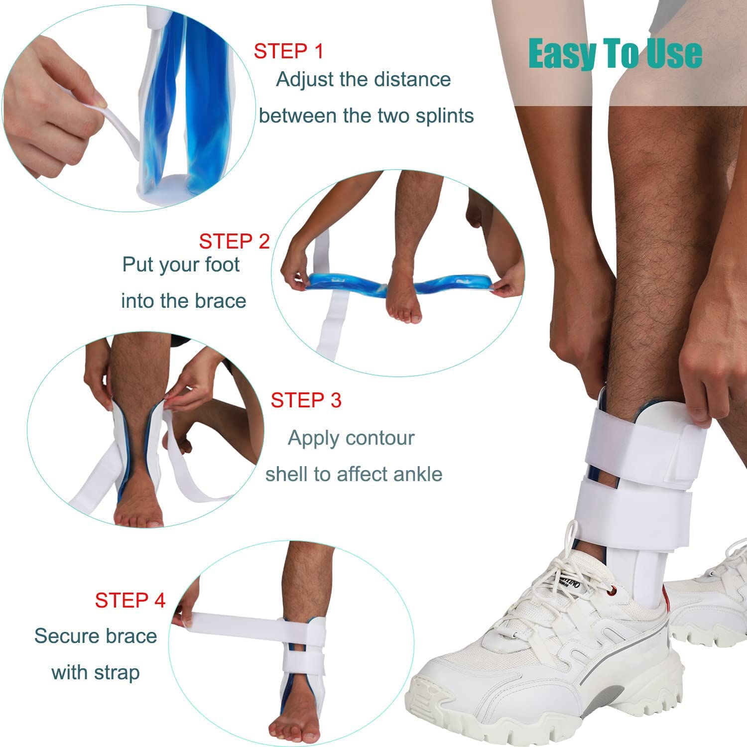 KOMZER Ankle Brace Stirrup Ankle Splint Stabilizer Support for Sprains, Tendonitis, Reduce Ankle Swelling and Inflammation, Injury Protection and Arthritis Pain (Gel Pads) Reduce Ankle Swelling