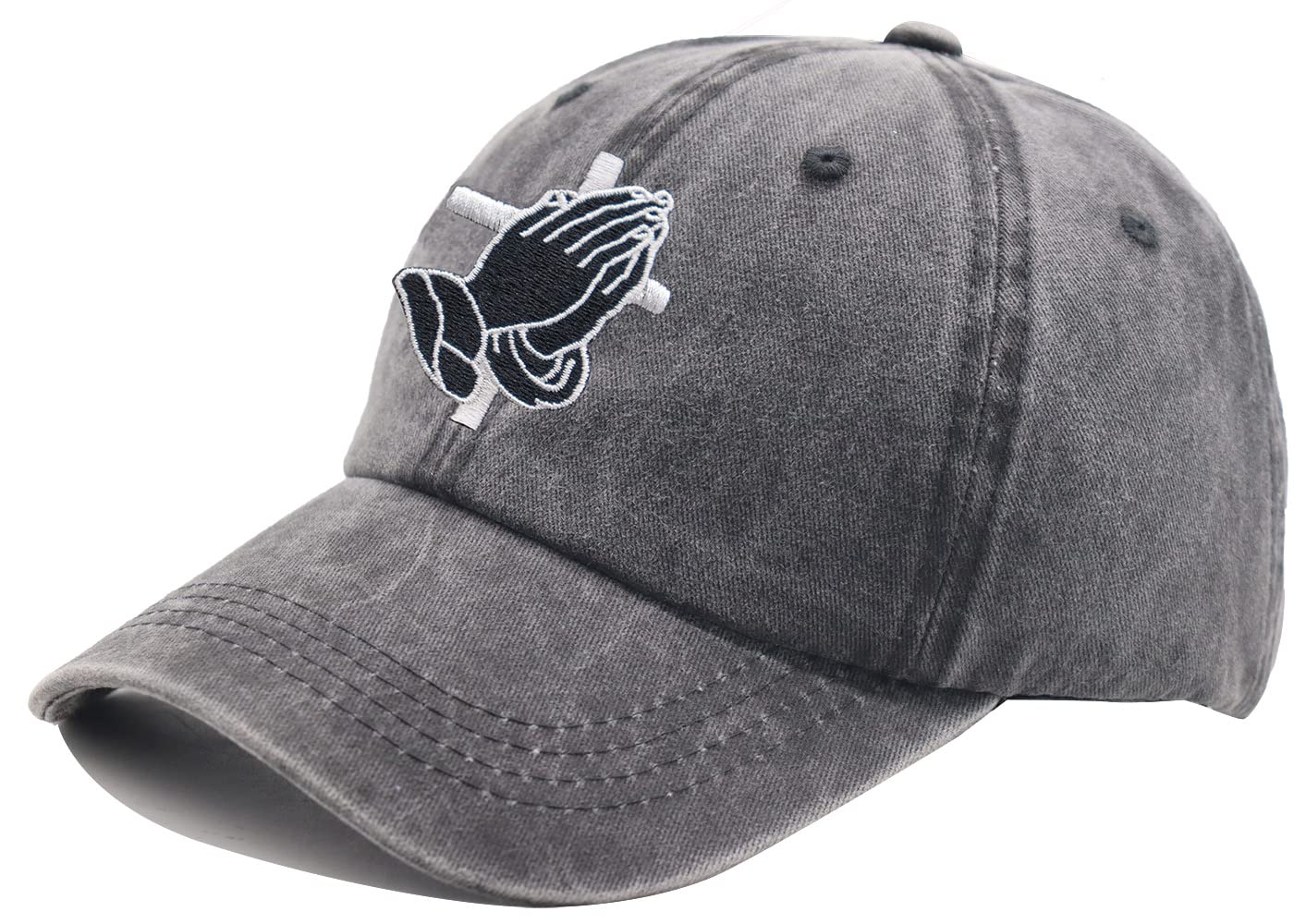 Jesus Praying Hands Cross Hat, Christian Gifts for Men Women, Adjustable Embroidered Dad Baseball Cap