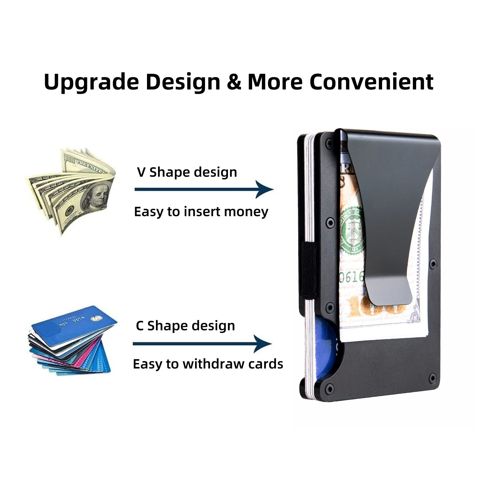 neovoc Minimalist Wallets For Men - Metal wallet - card holder wallet - RFID Blocking Front Pocket Credit Card Holder- Small Mens Wallets