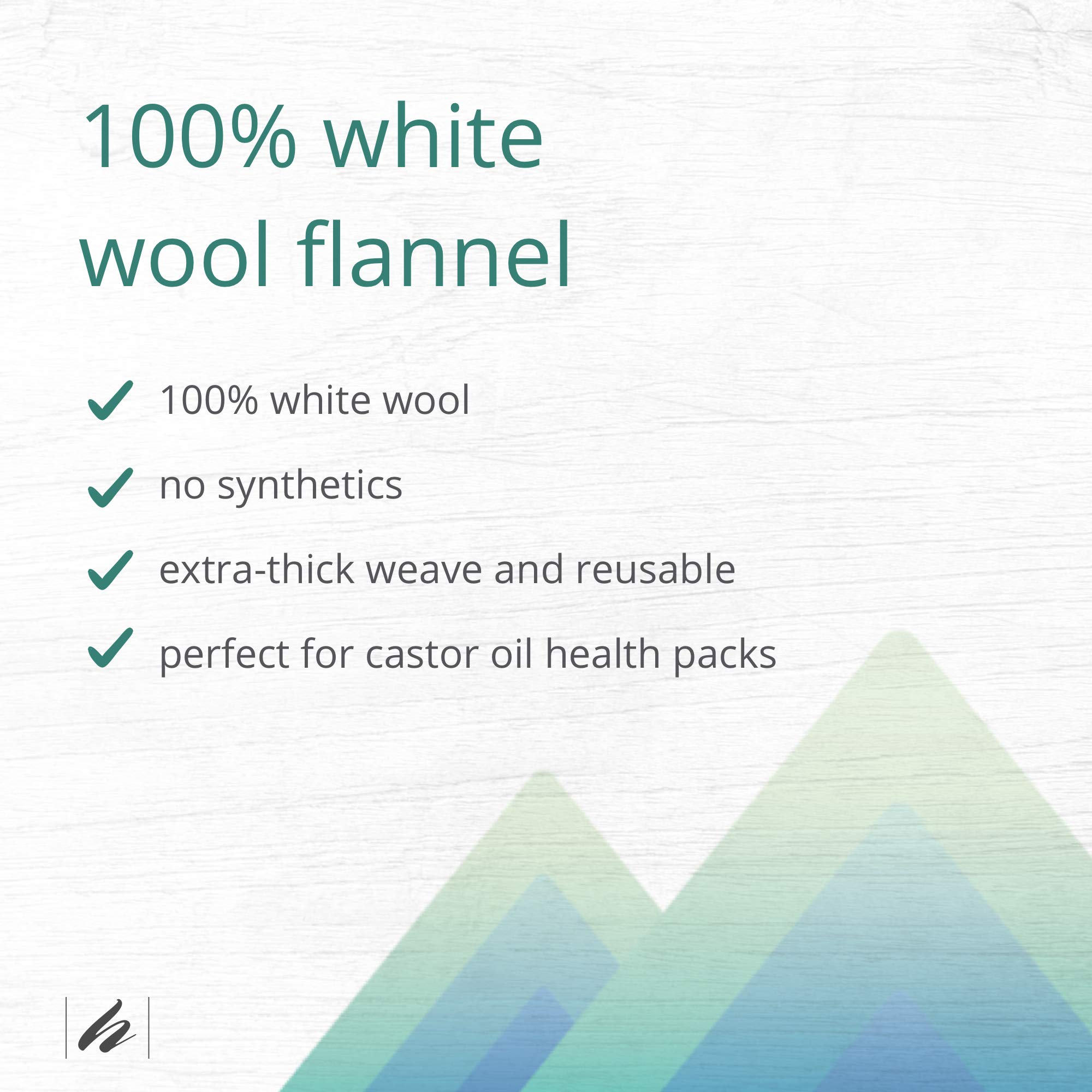 Home Health Wool Flannel - Small Size, 12" x 18" - 100% White Wool, Extra Thick Weave, Unbleached, No Synthetics, For Castor Oil Packs, Reusable - Cruelty-Free, Eco-Friendly