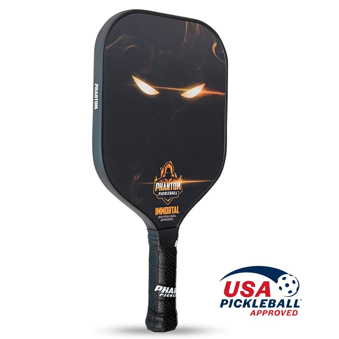 Phantom Immortal Carbon Fiber Wide Body Pickleball Paddles - Max Grit and Spin - USAPA Approved β Pickleball Rackets - Pickle-Ball Equipment with Polypropylene Core β Lightweight (Gold)