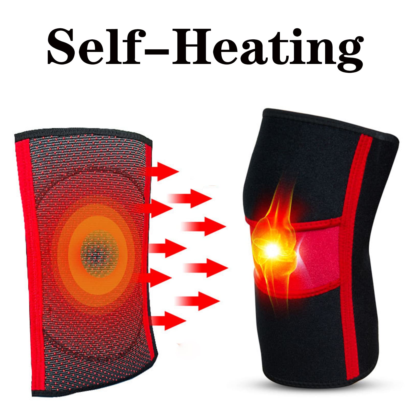 LJYLJH Winter Knee Brace Support Pads, Elasticated Leg Knee Pads for Arthritis Injury, Breathable Thicken Kneepad for Women Elder Men,Black