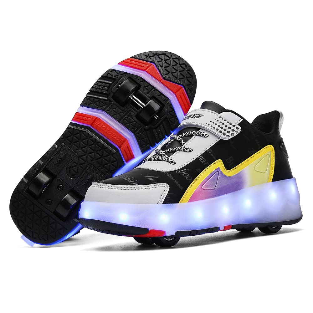 HHSTS Boys and Girls Flash Rechargeable Four-Wheeled Roller Derby Skates Easy to Learn and More Balanced Birthday