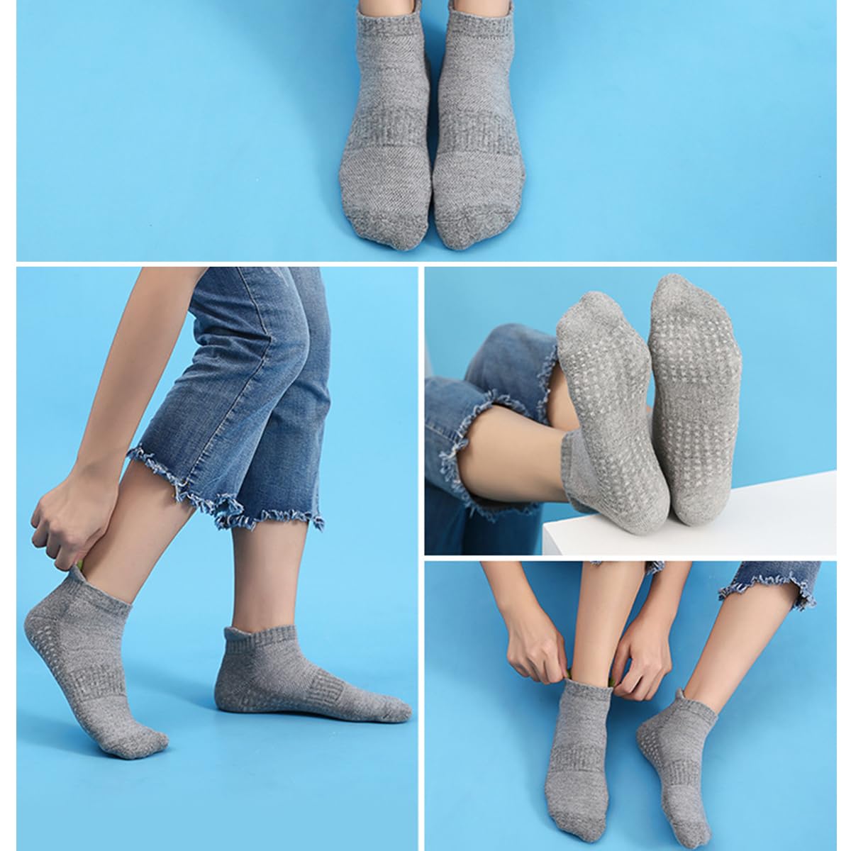 LEPUTA Men's Athletic Ankle Socks Mesh Breathable Cotton Crew Socks Boot Socks Low Cut Socks 6 Pairs