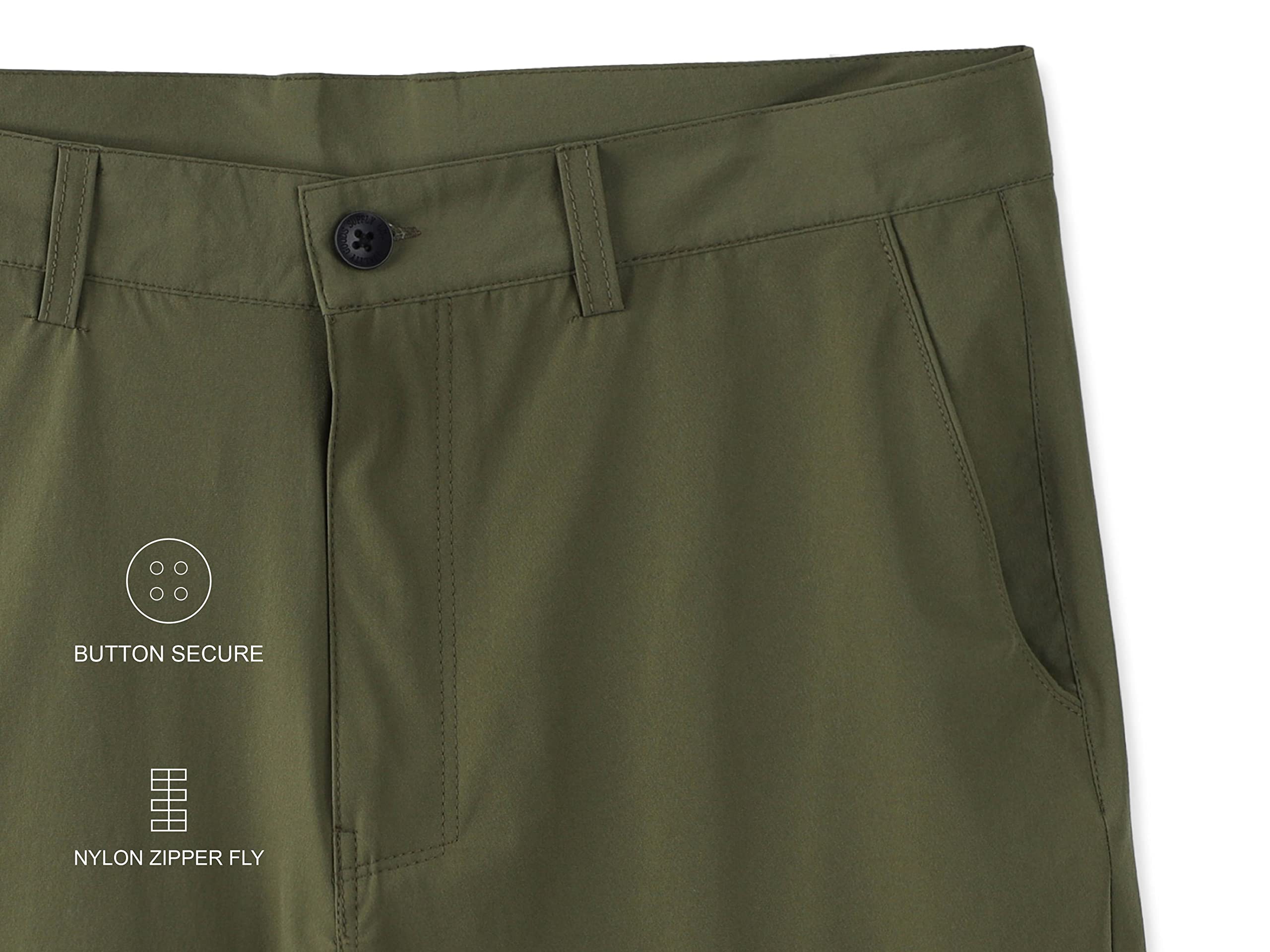 HARBETH Men's Performance Quick Dry Slim Fit 9 Inch Active Hybrid Dress Chino Golf Hiking Shorts Army Green 34