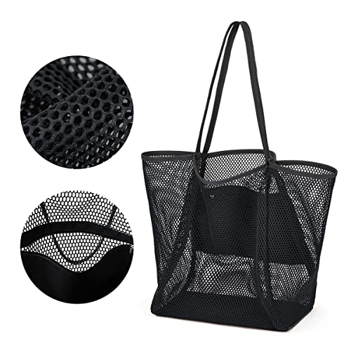 Lightweight Picnic Casual Tote Bag Enlarged Reinforced Hollow Hobo Women Foldable Shoulder Bag 3pcs For Beach Vacation