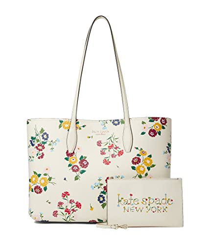Kate Spade New York All Day Bouquet Toss Printed PVC Large Tote Halo White Multi One Size