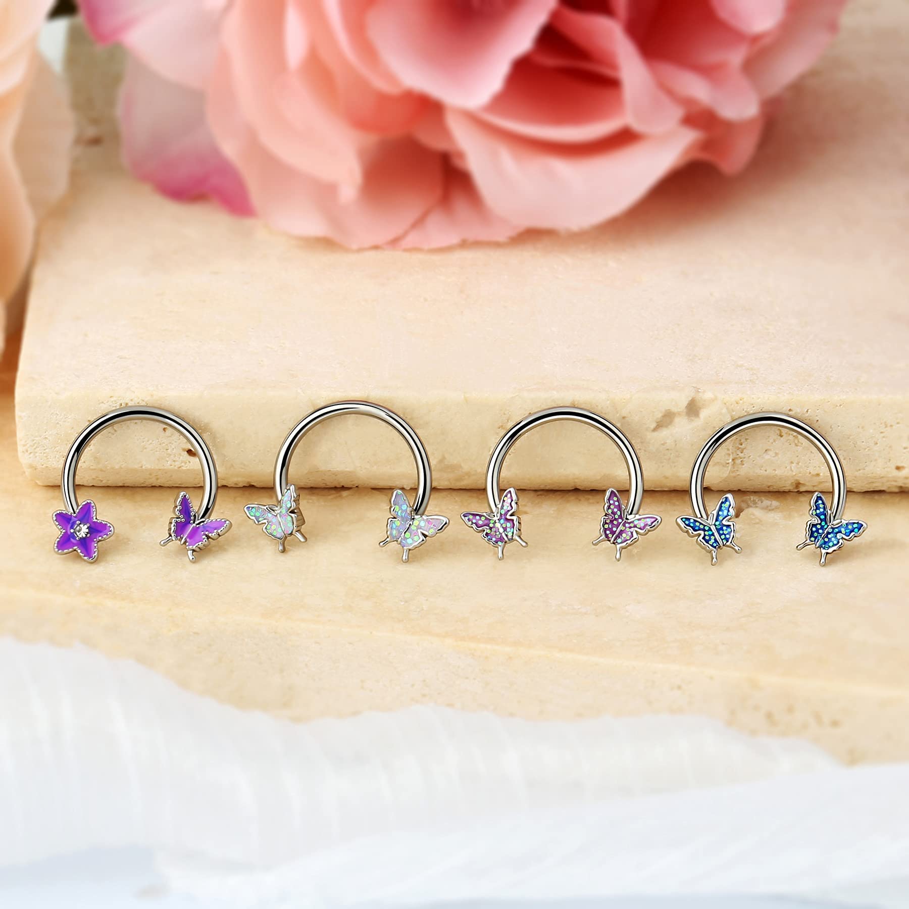 Jewseen Butterfly Daith Earring, 16G/1.2mm Gauge, 316L Surgical Steel, Hypoallergenic, for Cartilage Piercing
