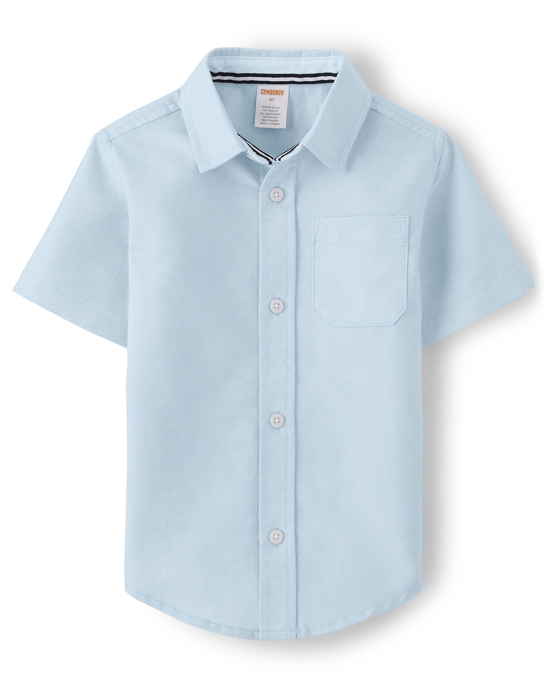 Gymboree Boys and Toddler Short Sleeve Button Up Dress Shirt, Cloudless, 4T