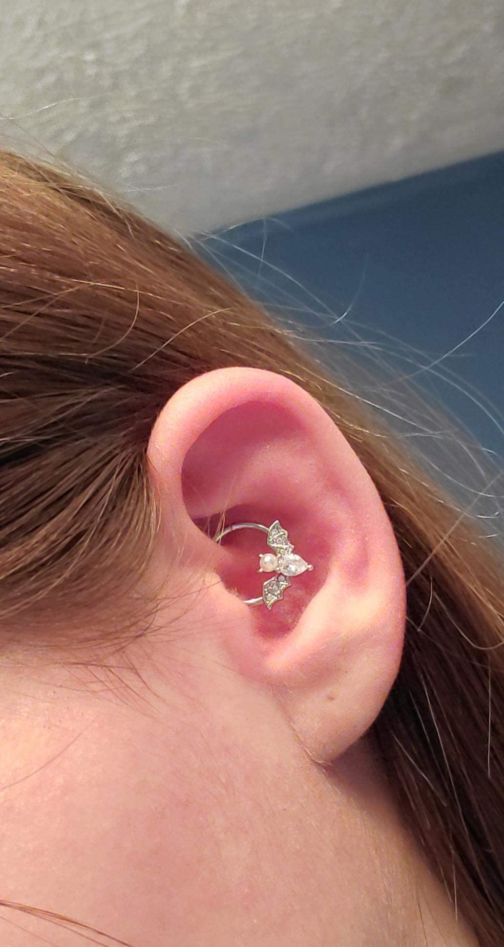 Jewseen Clear Gem Vampire Bat Halloween Hinged Segment Ring Tear CZ Daith Earring Helix Tragus Cartilage Piercing Jewelry