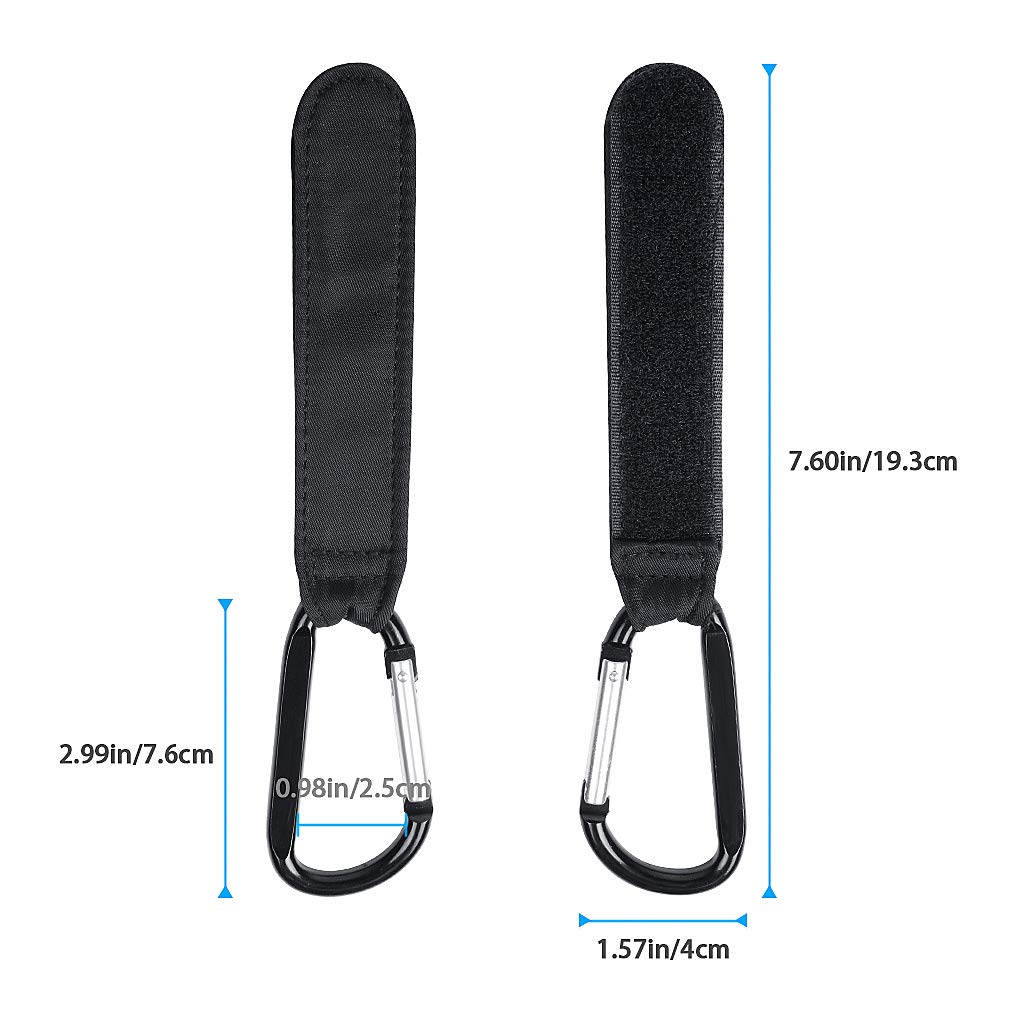 KELYDI Baby Stroller Hooks, A Carabiner Hook That Can Be Used to Hang A Shopping Bag Or Pouch On A Stroller, Pack of 2 in Black