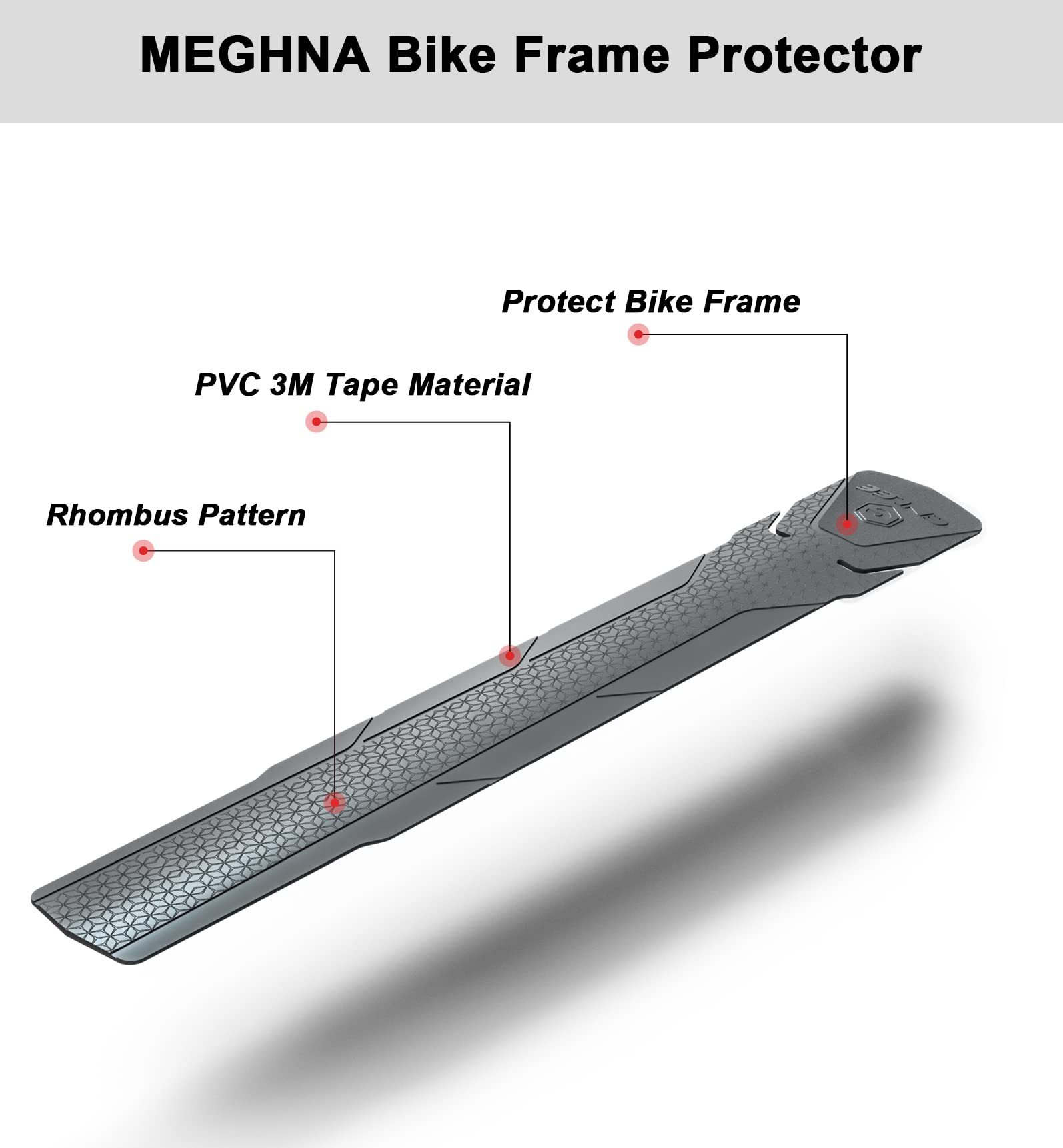 MEGHNA Bike Frame Protection Downtube Frame Protector 3M Tape for Mountain Bike Road Bike, Grey