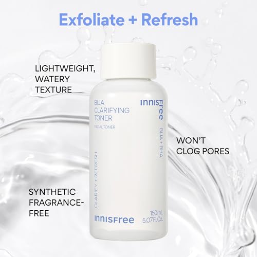 innisfree Bija Clarifying Toner with Salicylic Acid, Korean Toner for Clarifying, Smoothing, and Improving the Look of Pores (Packaging May Vary)