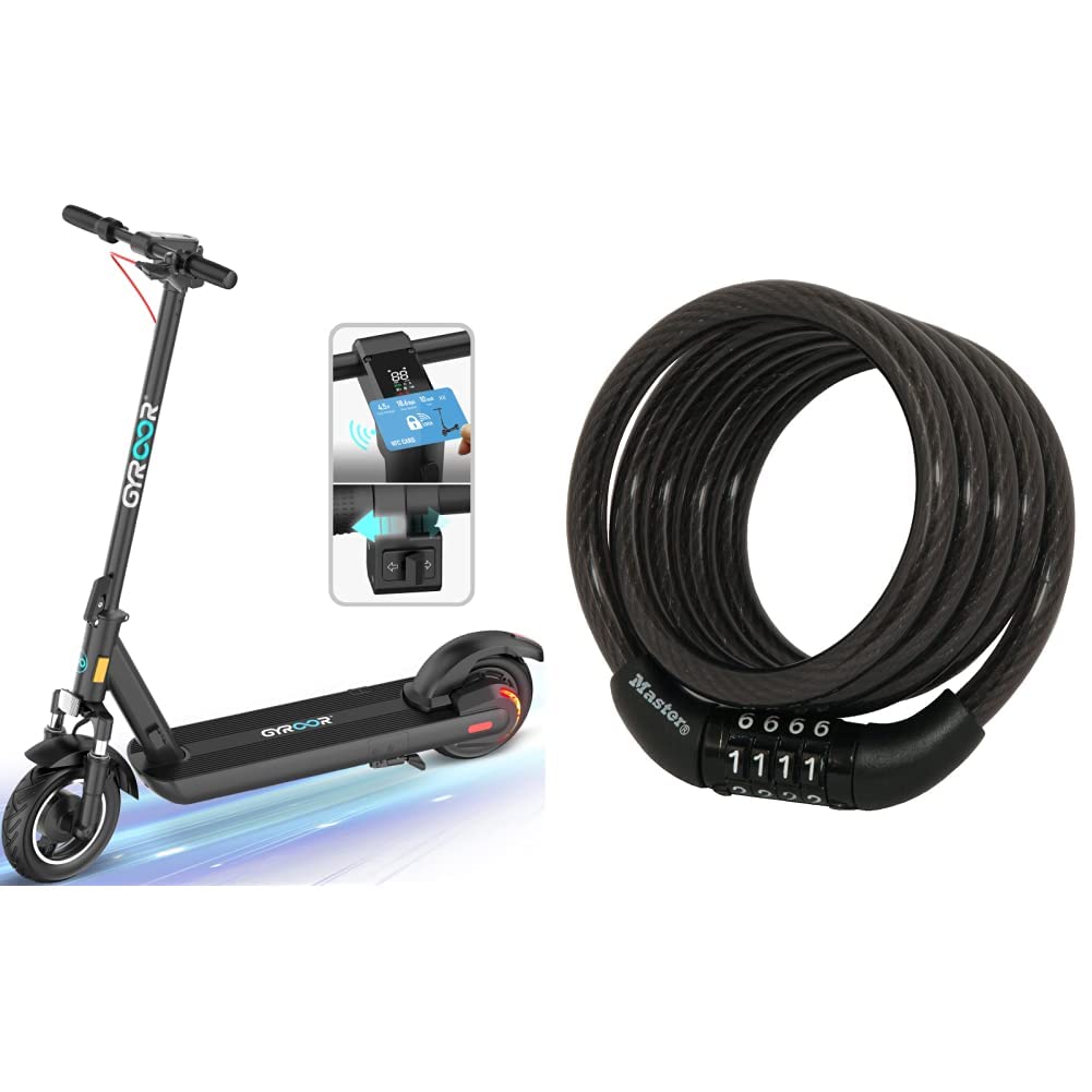 Gyroor Electric Scooter & Master Lock Bike Lock Cable, Combination Bicycle Lock, Cable Lock for Outdoor Equipment, 8143D