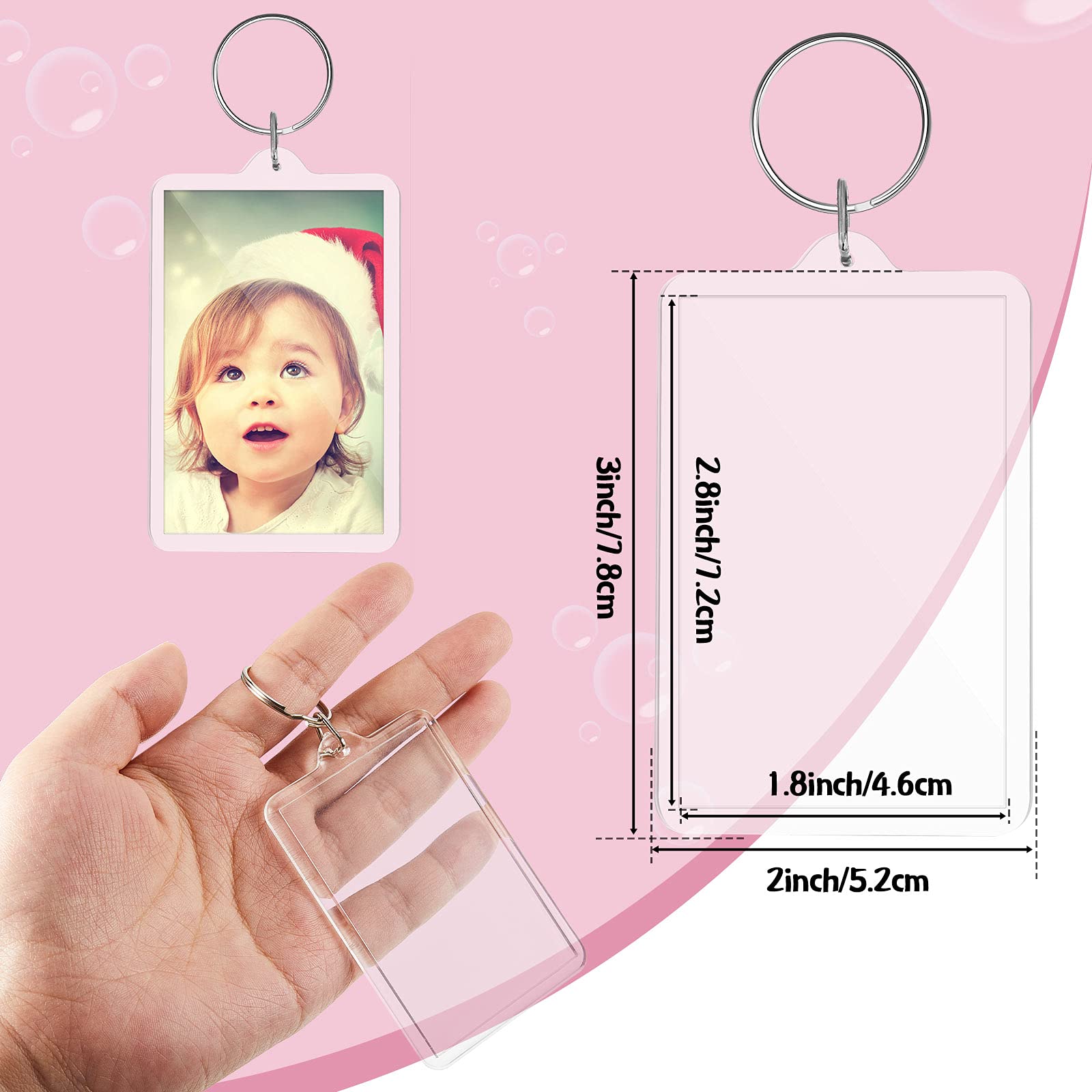Inbagi Picture Frame Keychain Acrylic Photo Keychain Clear Rectangle Acrylic Keychain Blanks 2 x 3inch(12 Pieces)