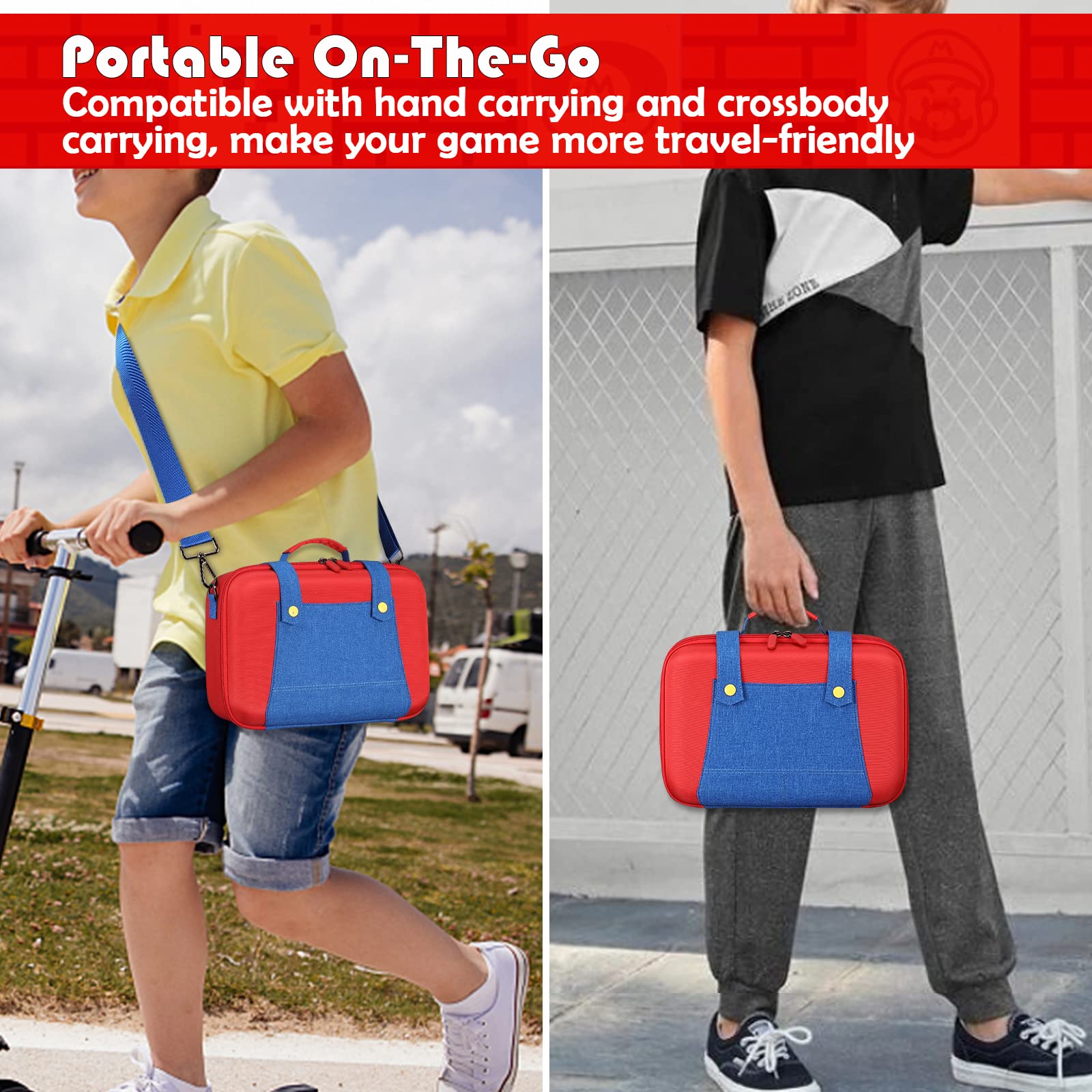 KENOBEE Carrying Case for Nintendo Switch OLED Model 2021 / Nintendo Switch, Portable Large Capacity Hardshell Travel Storage Pouch Messenger Bag for Switch Console & Dock, Pro Controller, Accessories