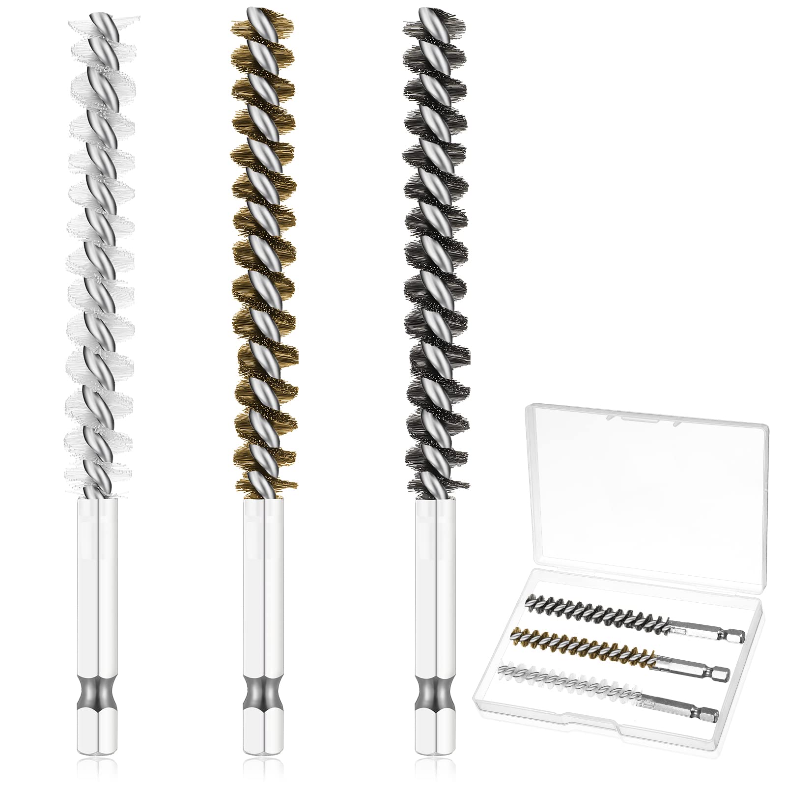LEIFIDE 3 Pieces Golf Cleaning Brush Club Wire Scrub Tool Golf Shaft Ferrules Brush Electric Drill Golf Wire Brush Tool with Storage Box for Iron and Wood