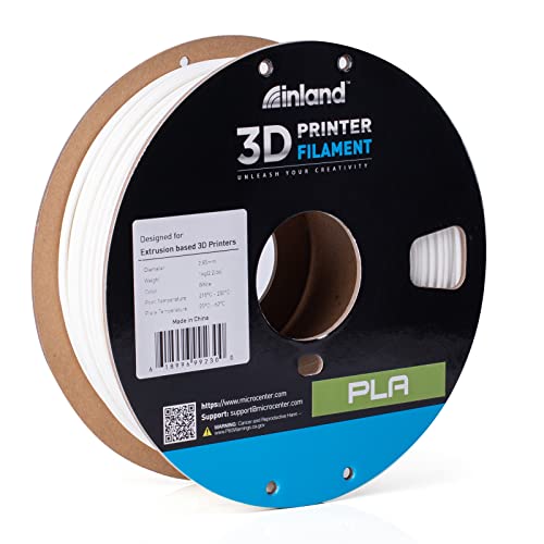 INLAND Micro Center PLA 3D Printer Filament 1.75mm - 2 Pack, Black & White, Dimensional Accuracy +/- 0.03mm - 2kg Cardboard Spools (4.4 lbs) β Fits FDM/FFF Printers β Clog Free Filaments