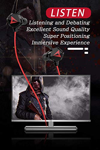 KASOTT Battle Buds Pro in-Ear Gaming Headset with Dual Microphone, Mute and Volume Control, Gaming Earphones Wired for Mobile Gaming, Nintendo Switch, Xbox One, PS, PC