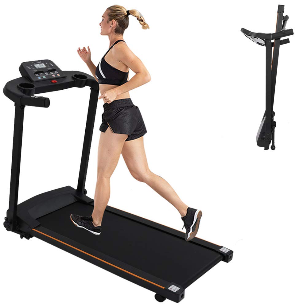 KAB Electric Treadmill Portable Folding Home Run Exercise Machine with Manual Incline Treadmills Workout with LCD Screen & Cup Holder with 12 Pre-Set Programs 2.0HP Power Wide Tread Belt