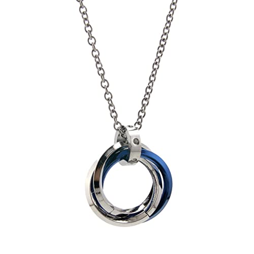 Zxxmeet Men's Titanium Steel Three Ring Hip Hop Necklace