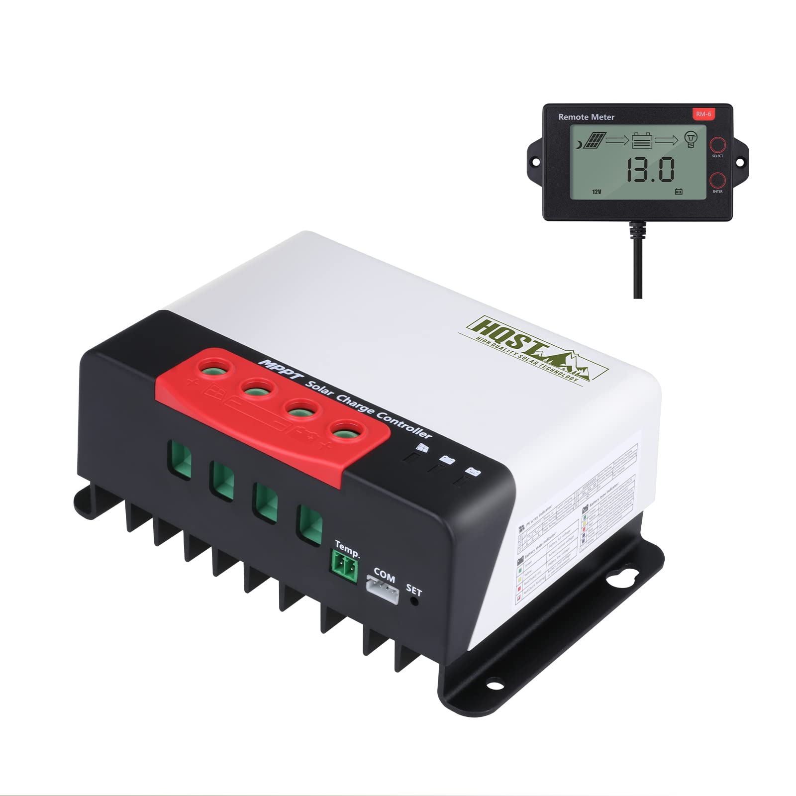 HQST HQST 20 Amp MPPT Solar Charge Controller with LCD Display Screen, 12V/24V Negative Grounded Controller DC Input MPPT Solar Panel Regulator for Sealed, Vented, Colloidal, Lithium Batteries