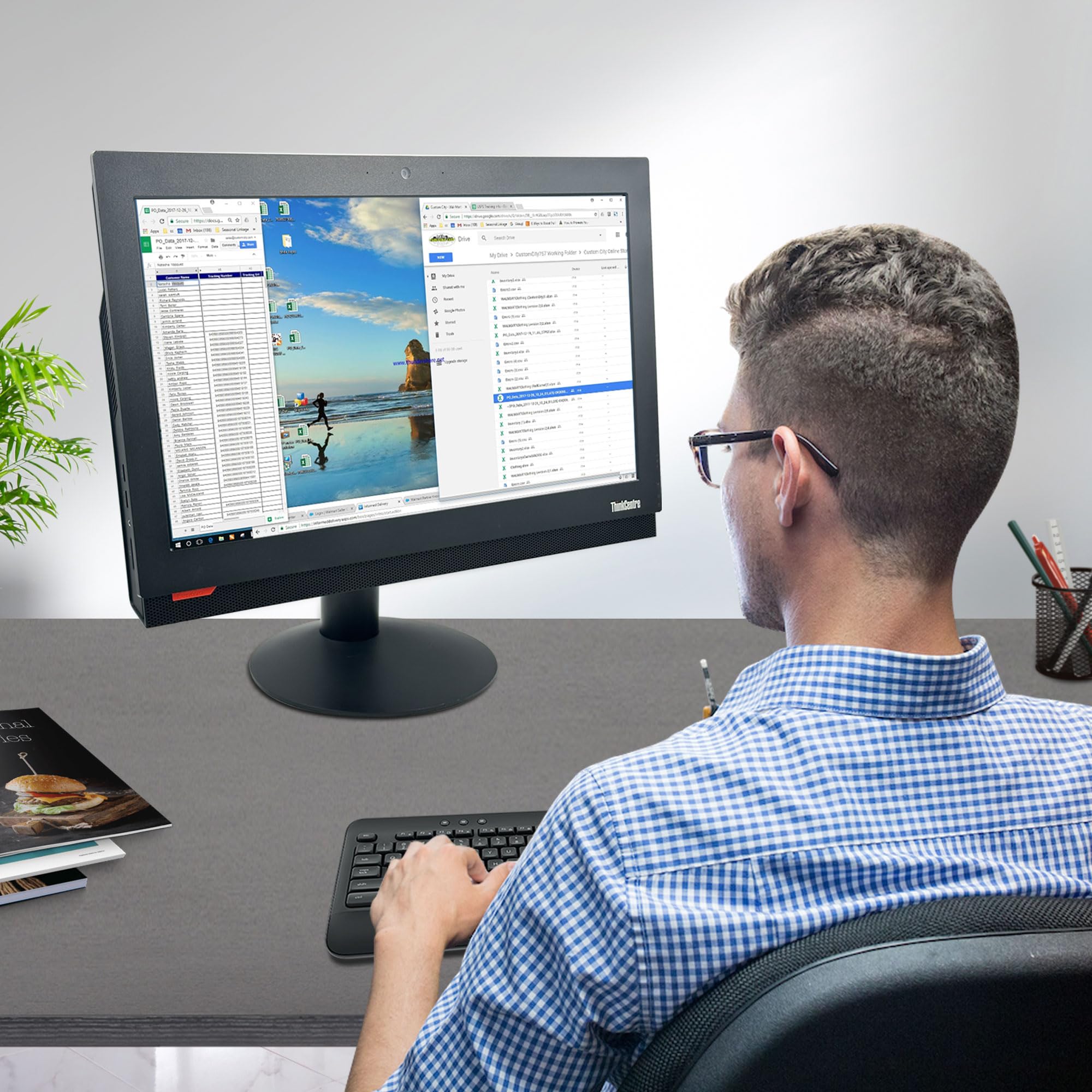 Lenovo ThinkCentre All-in-One Desktop Computer PC - Intel Core i5-6500, 8GB Ram, 256GB SSD, 21.5” FHD - WiFi & Bluetooth, Wireless Keyboard & Mouse, Windows 10 Pro - (Model - M810z) (Renewed)